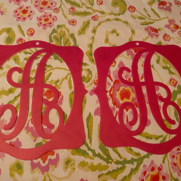 Wall Decor | Pair Of Plastic Monogram A Letters In Pink Polka Dot ...